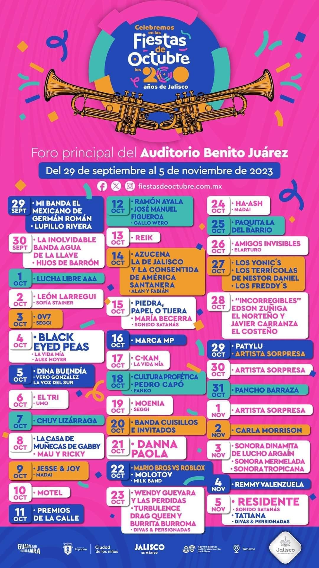 Fiestas de Octubre Guadalajara 2023 ARTISTAS y BOLETOS - Fiestas de ...